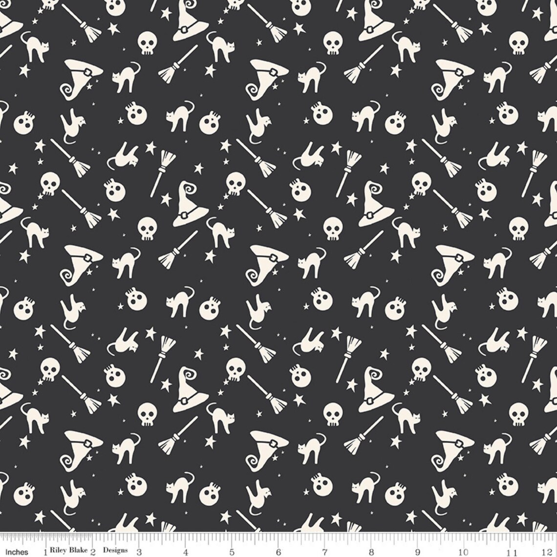 Halloween Fabric Bundle, Hey Bootiful 1 Yard Charcoal Bundle Includes 2 ...