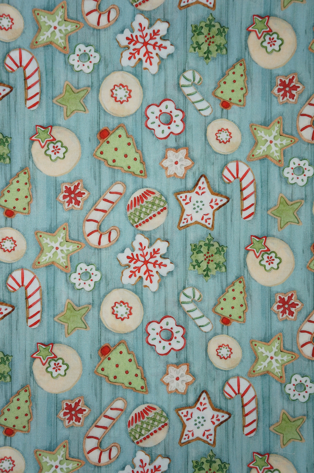 Christmas Cookie Fabric, Christmas Sugar Cookies With Icing Designed by ...