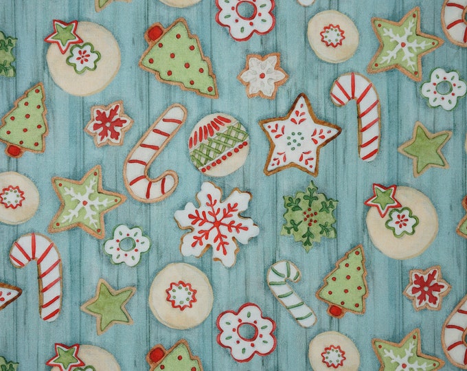 Christmas Cookie Fabric, Christmas Sugar Cookies With Icing Designed by ...