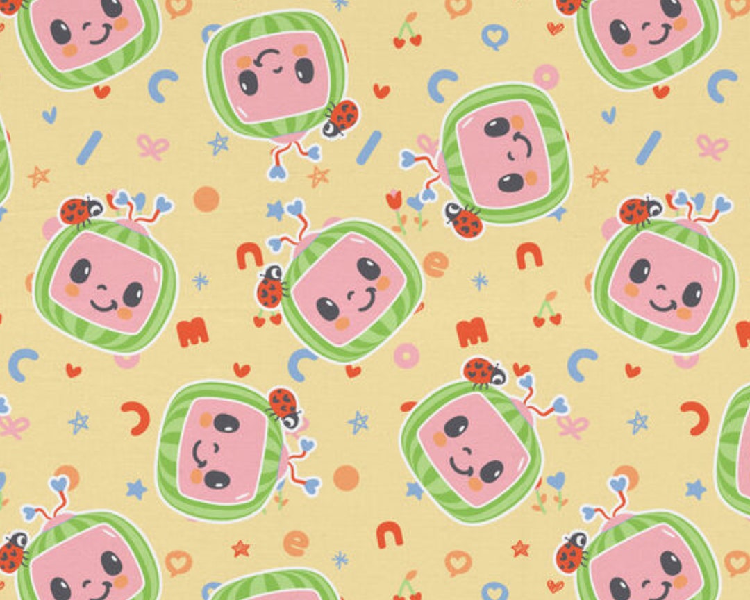 Cocomelon Fabric, Watermelon Tossed Cute TV Licensed by David Textiles ...