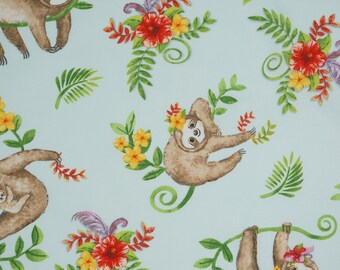 Cozy Sloth Novelty Cotton Fabric | Etsy