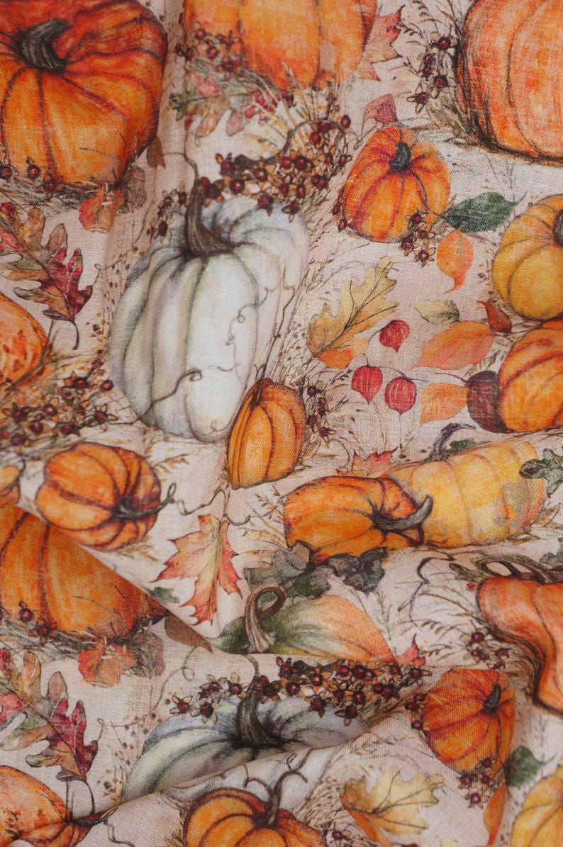 Fall Pumpkin Fabric, Pumpkins by Susan Winget Halloween Novelty Cotton ...