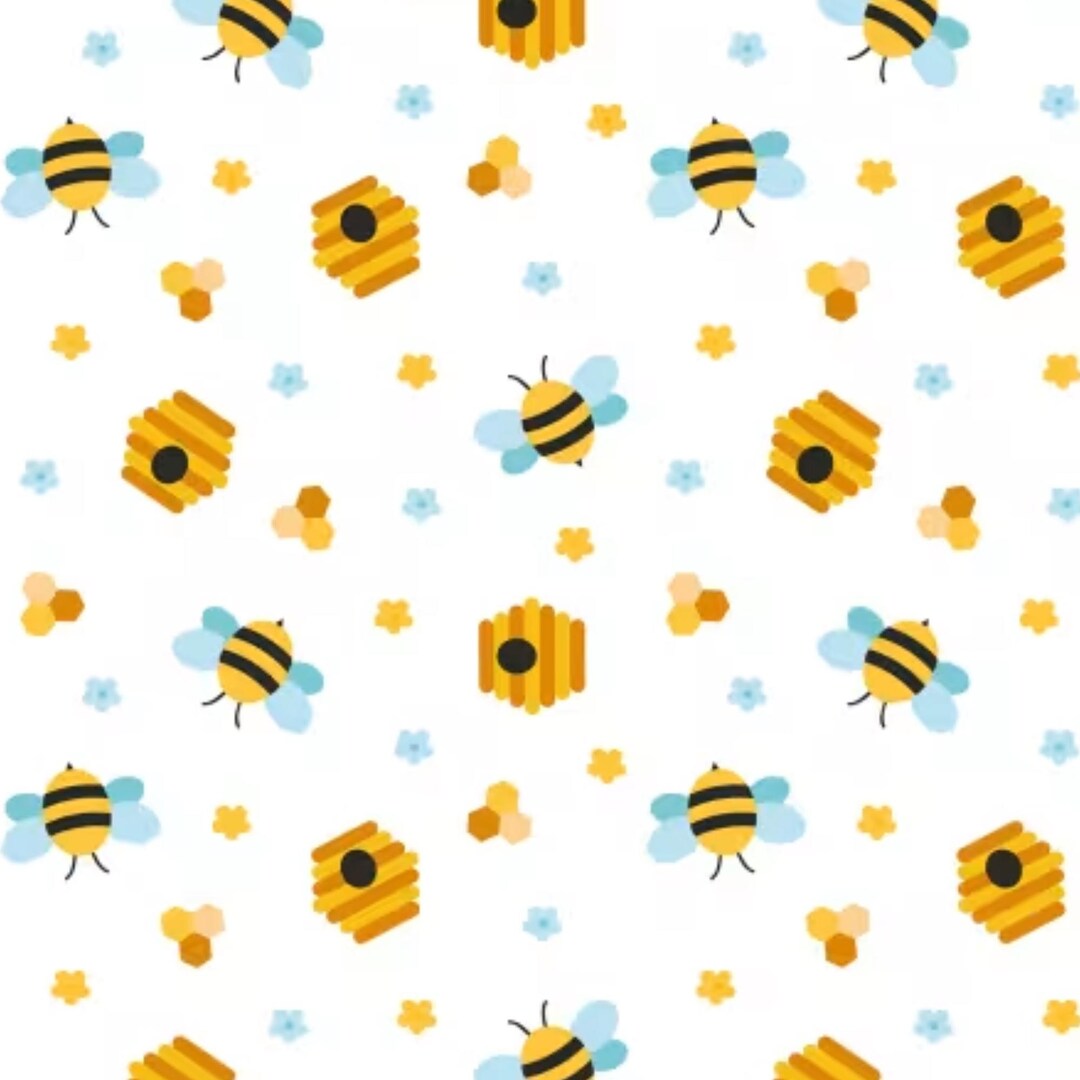 Beehive Fabric, Beehives and Bees on White by David Textiles Novelty ...