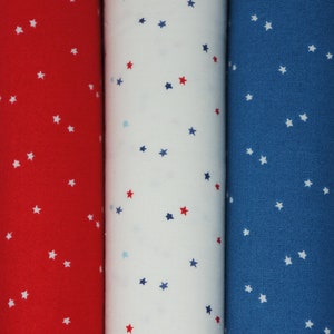 Patriotic Stars Fabric, Seasonal Basics White Stars on Blue by Riley ...