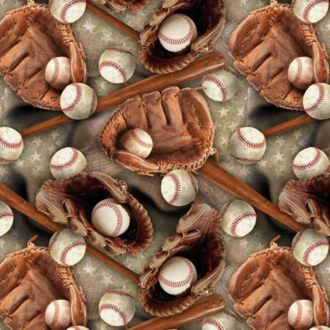 Baseball Fabric, Sports Packed Baseball by David Textiles Novelty ...