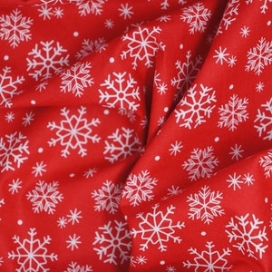 Red Snowflake Fabric, White Snowflakes on Red by Singer Christmas ...