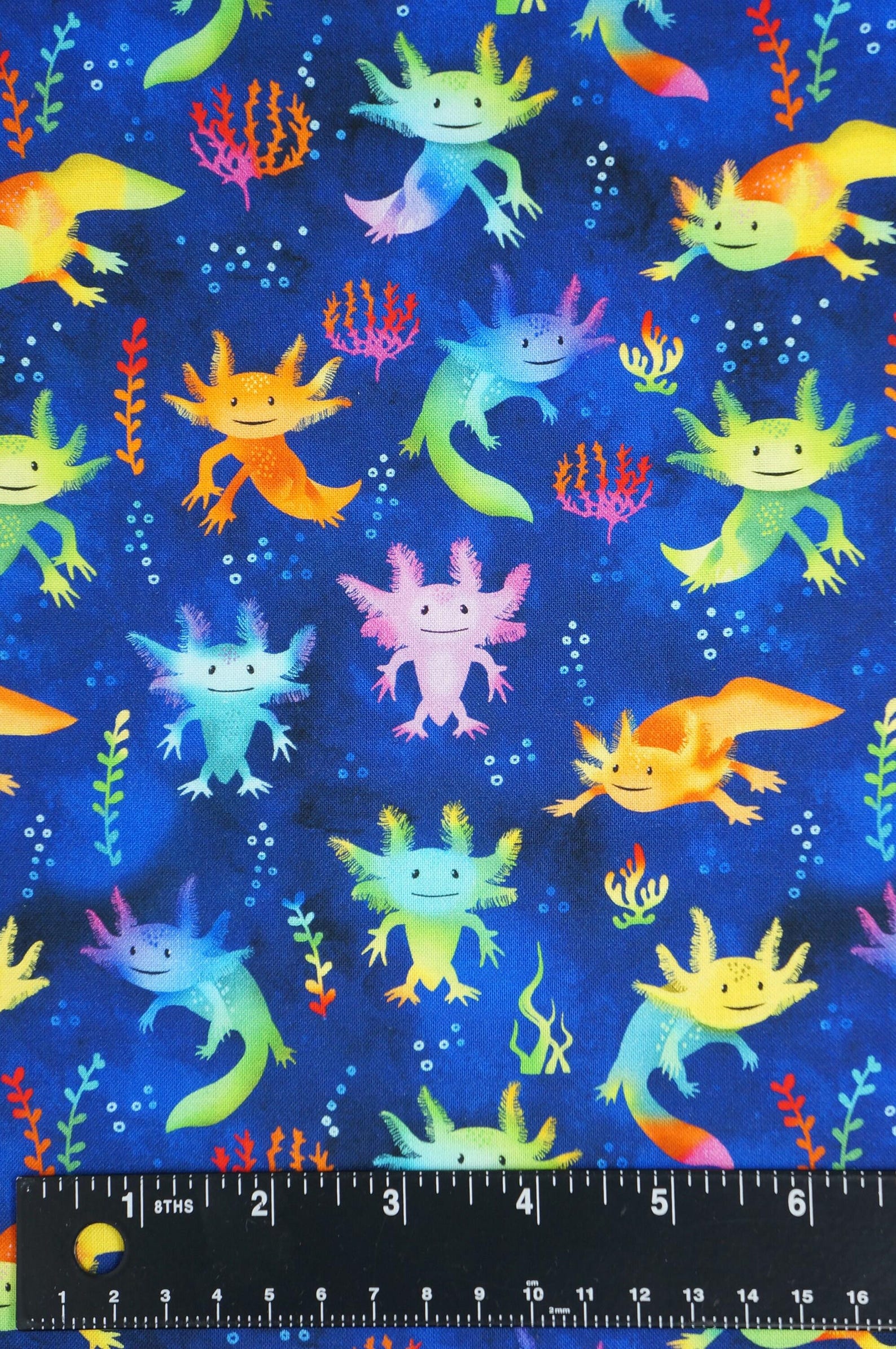 Axolotl Fabric, Cute Axolotl Salamanders by Gail Cadden for Timeless ...