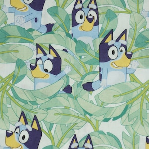 Bluey Fabric, Bandit in the Garden by Springs Creative Novelty Cotton ...
