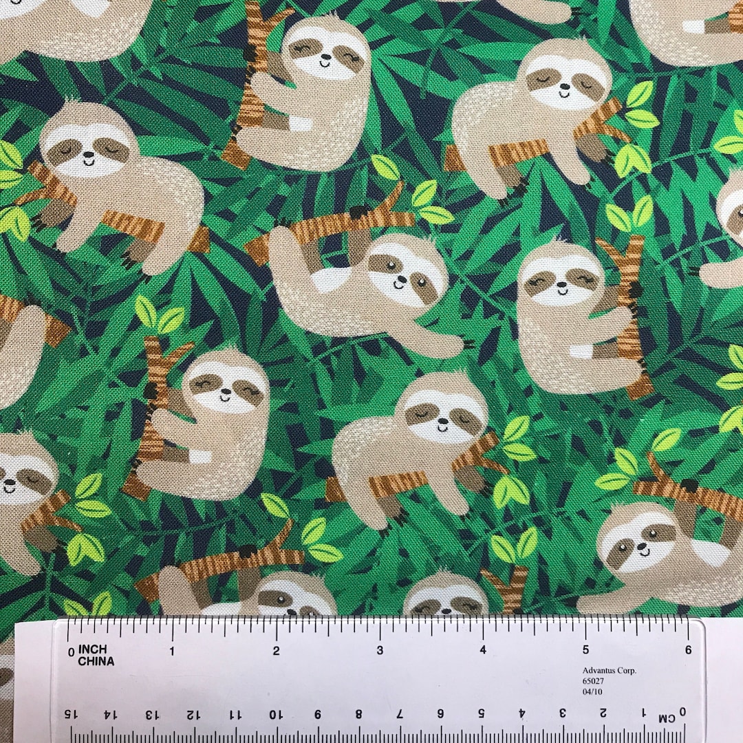 Cozy Sloth Novelty Cotton Fabric - Etsy