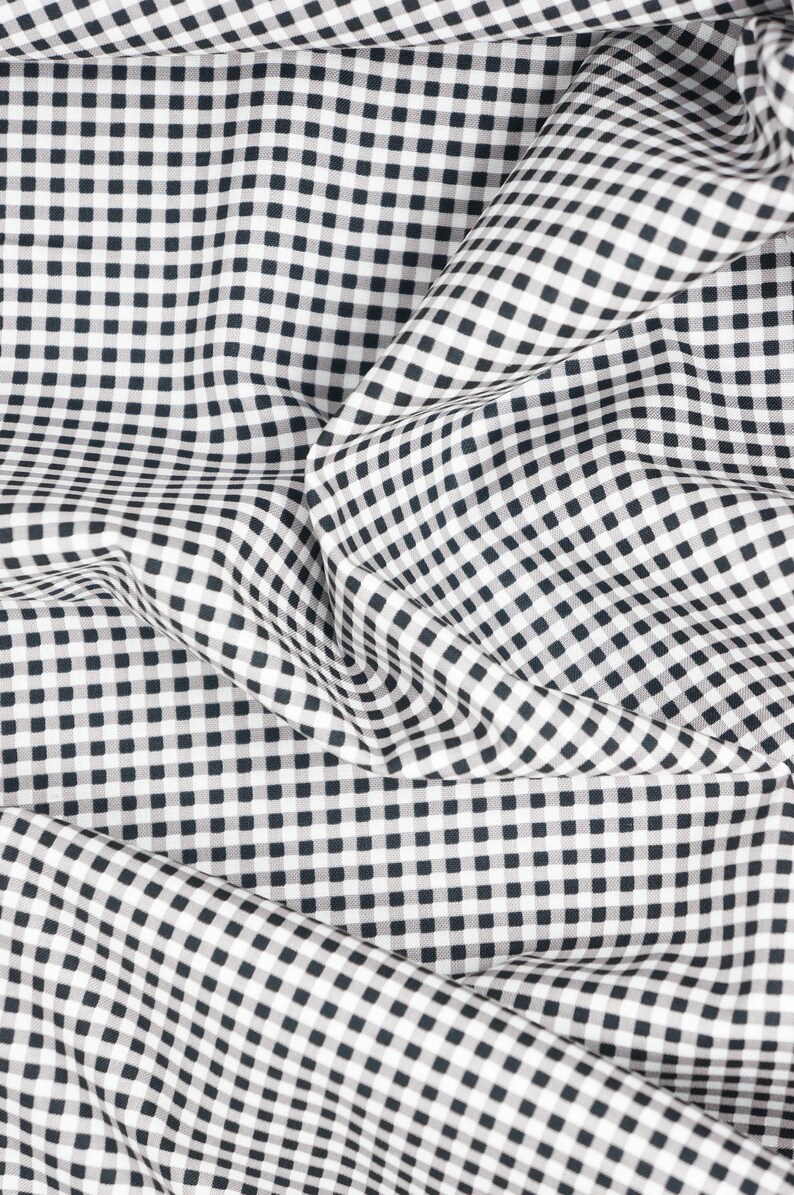 Black and White Gingham Fabric, 1/8 Inch Small Gingham Black and White ...