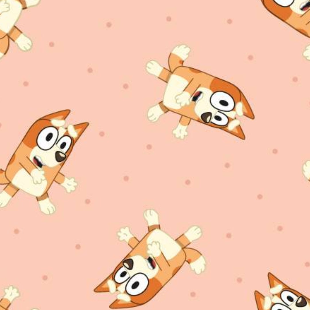 Bluey Fabric, Disney Junior Bingo on Light Pink Peach Licensed by ...