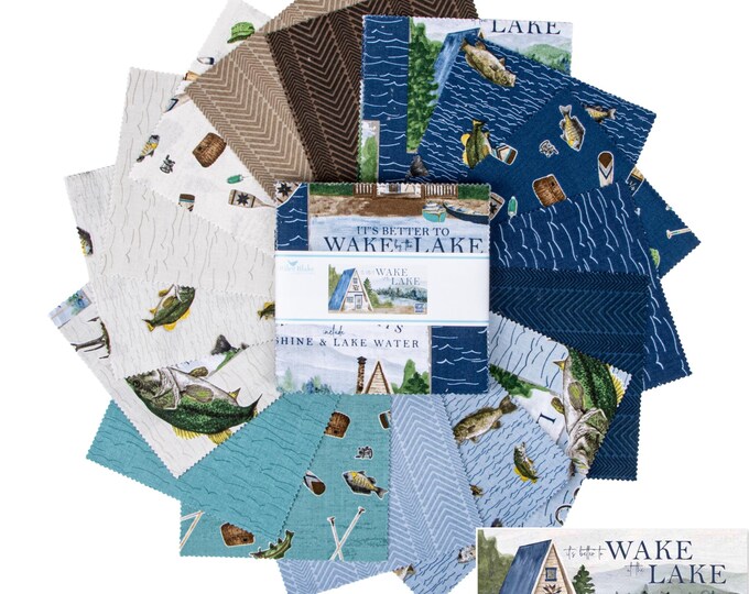 Fishing Fabric, Wake the Lake 5" Quilting Cotton Squares by Riley Blake ...