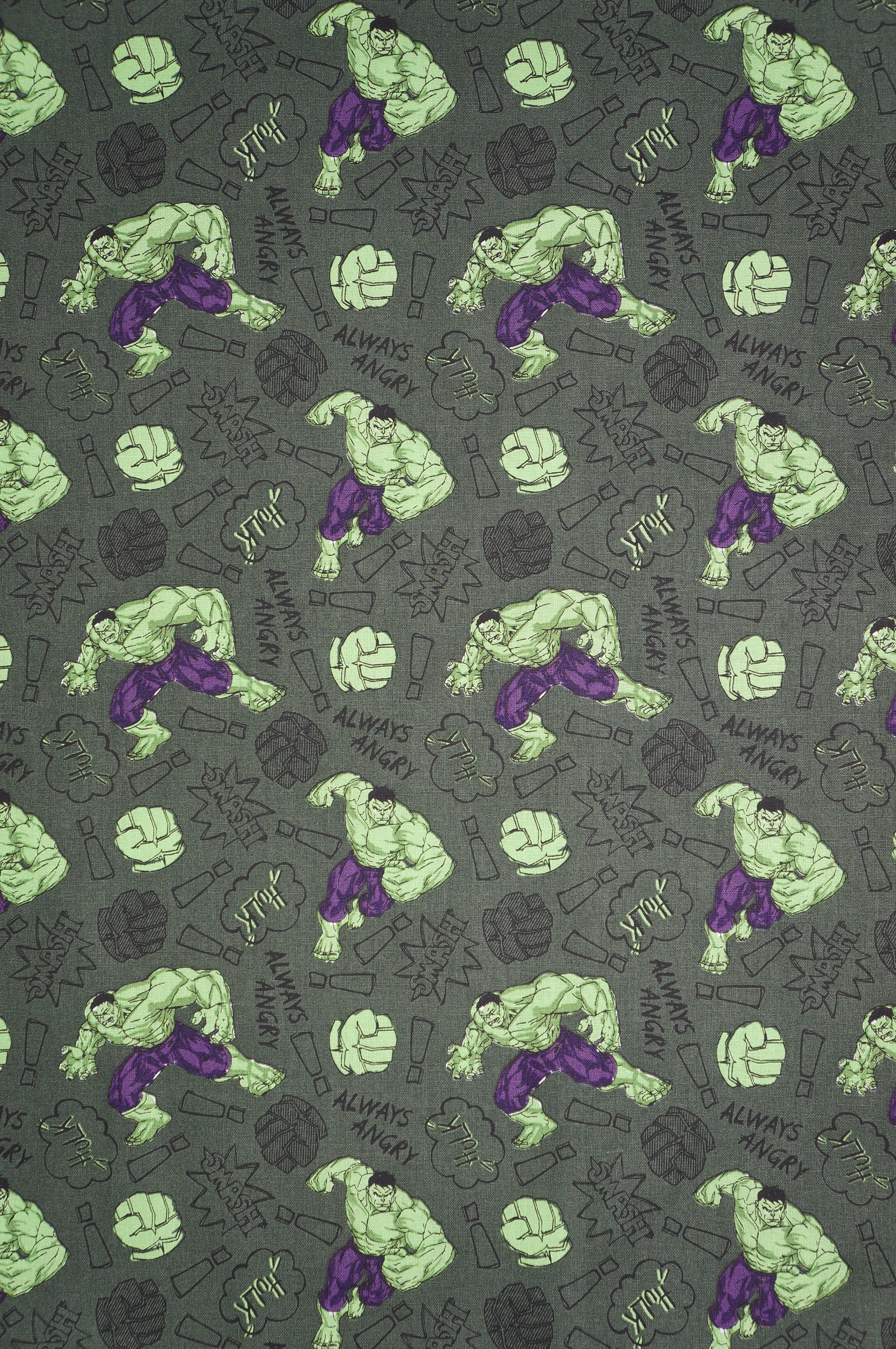 The Incredible Hulk Fabric, Disney Marvel Hulk Doodle Licensed Novelty ...