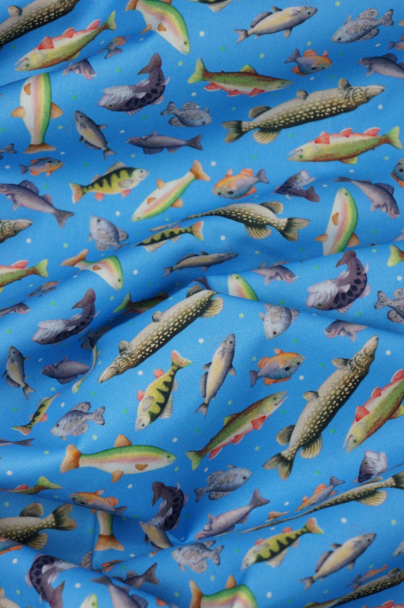 Fish Fabric, Gone Fishing Light Blue Sail Away by Andi Metz for ...