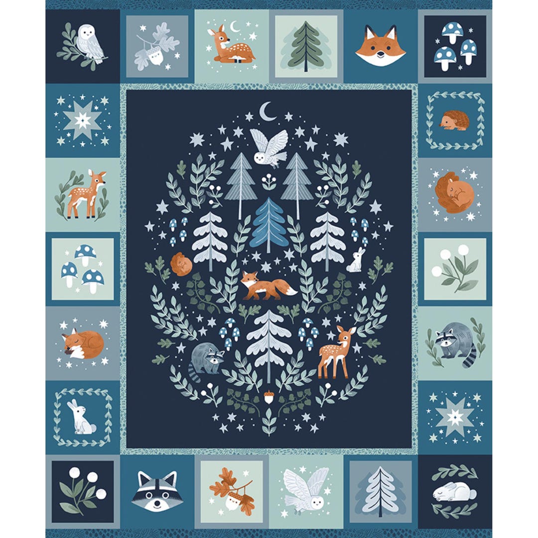 Woodland Animal Fabric Panel, Twilight Creatures 36"x43" Panel by ...