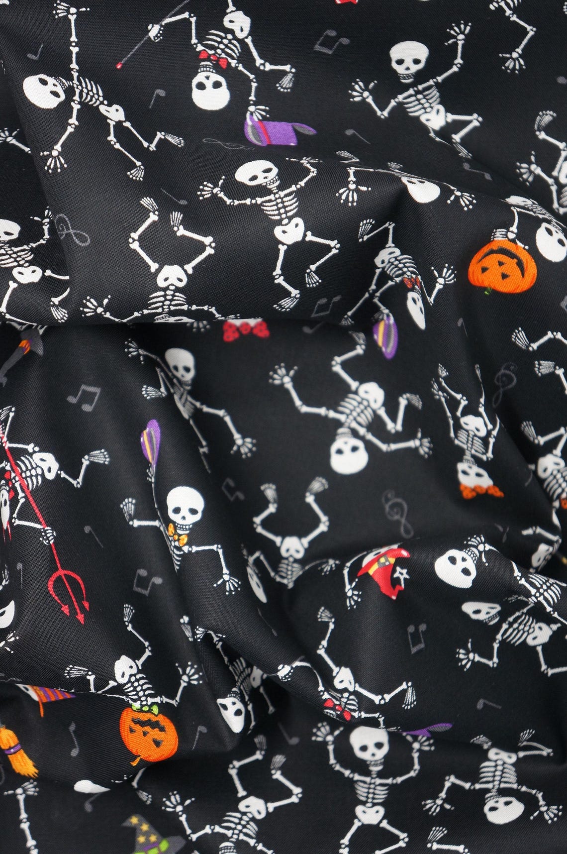 Dancing Halloween Skeletons Novelty Cotton Fabric by Fabric Traditions ...