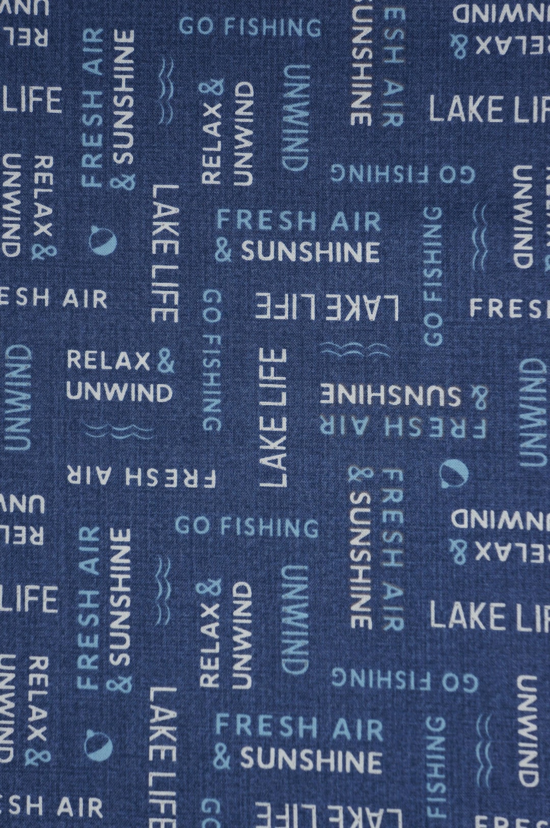 Lake Life Fabric, Word Toss on Denim Blue Lake Retreat Collection by ...