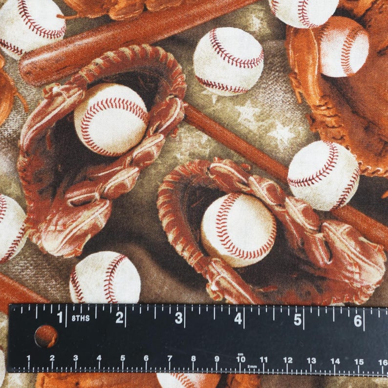 Baseball Fabric, Sports Packed Baseball by David Textiles Novelty ...