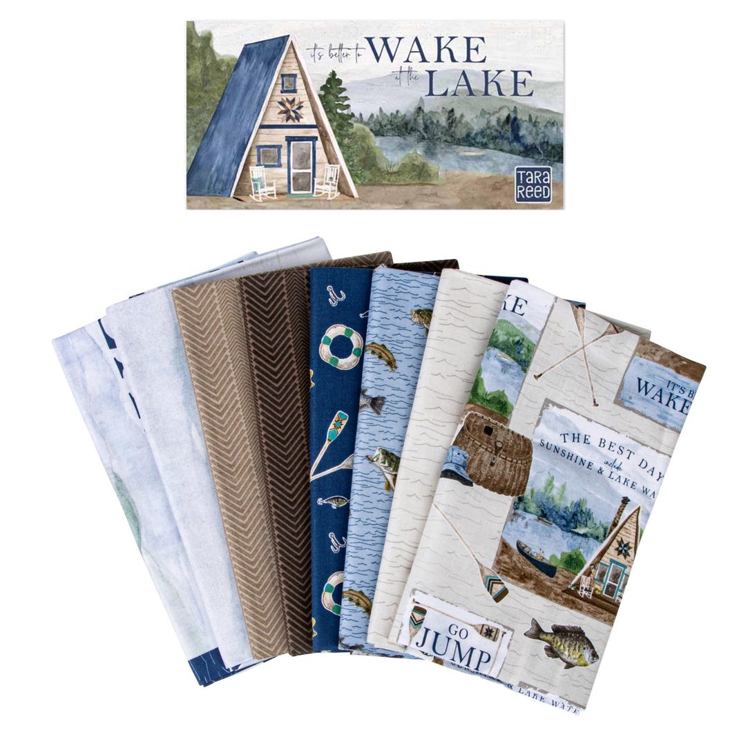 Fishing Fabric, Wake the Lake Tan 1-yard Bundle Quilting Cotton by ...