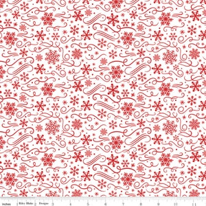 Snowflake Fabric, Snowflakes on Red or White From the Magic of ...