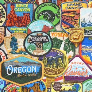 National Parks Fabric, National Park Patches and Pins by Robert Kaufman ...