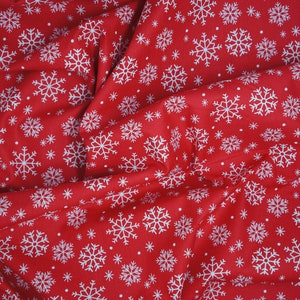 Red Snowflake Fabric, White Snowflakes on Red by Singer Christmas ...