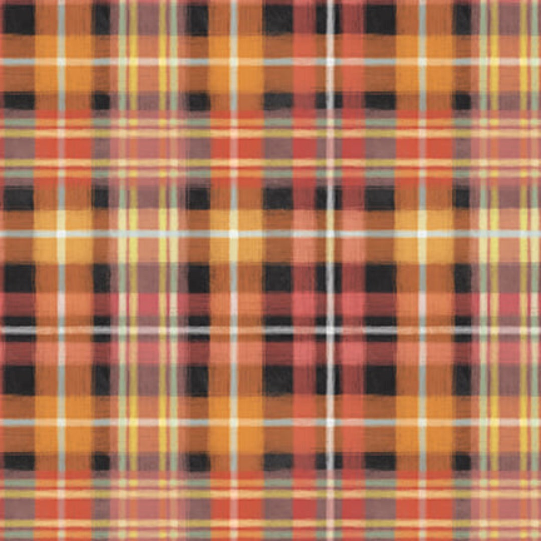 Orange Plaid Fabric, Orange Harvest Plaid Late Summer Harvest ...