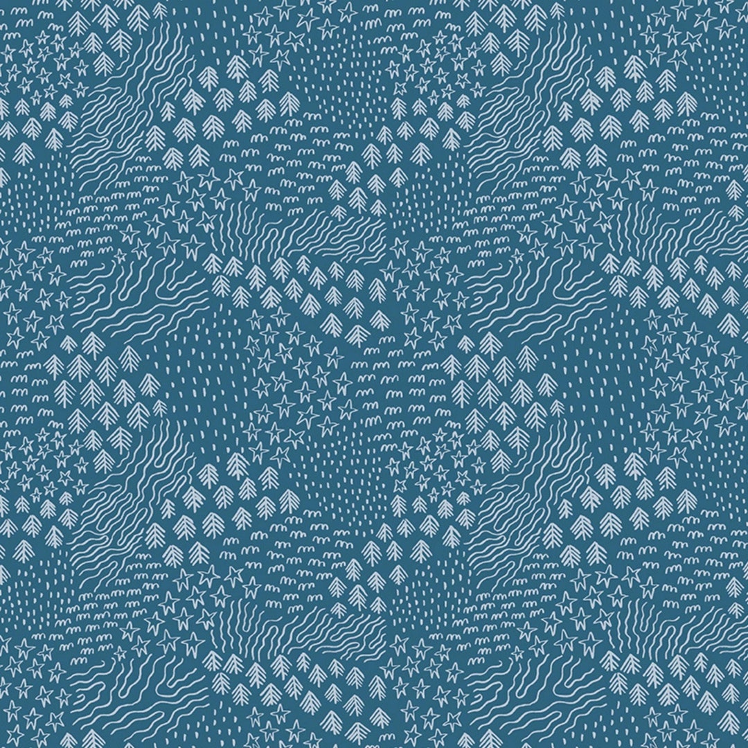 Forest Scenery Fabric, Scenery Twilight Creatures on Blue by Natàlia ...
