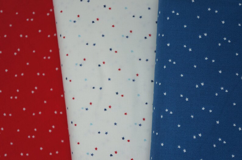 Patriotic Stars Fabric, Seasonal Basics White Stars on Blue by Riley ...