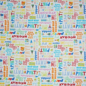 Happy Birthday Fabric, Words of Celebration on White This Calls for ...