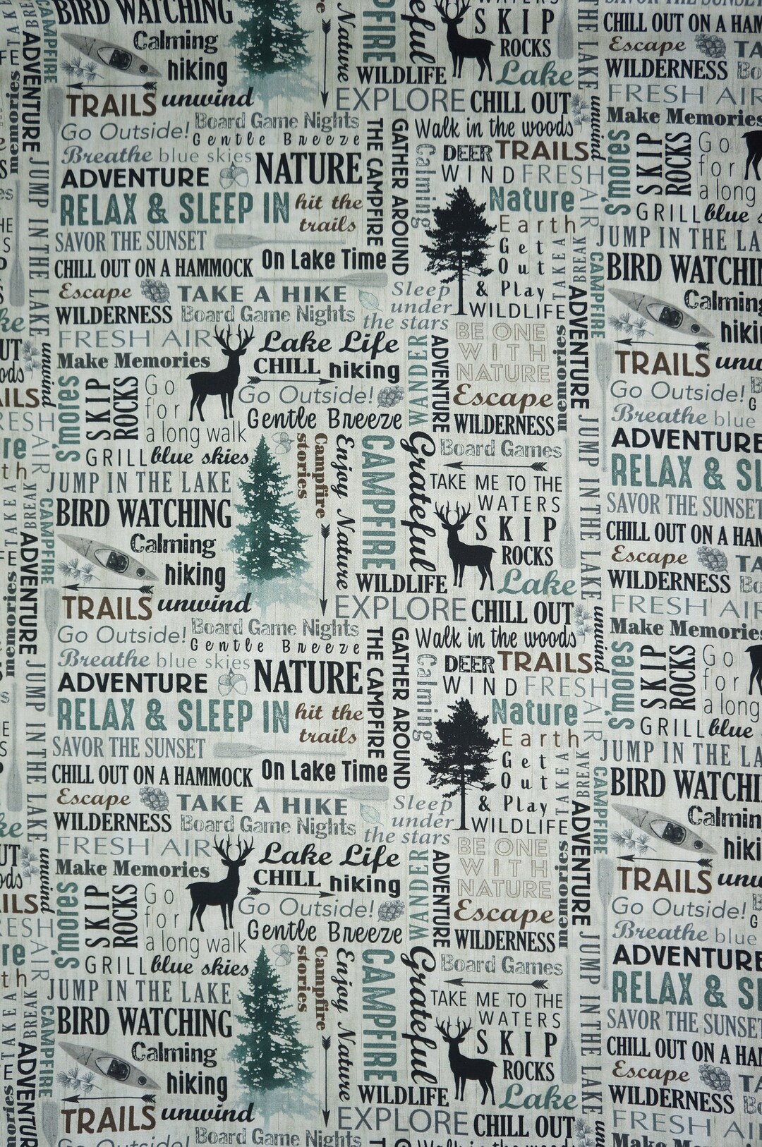 Lake House Fabric, Lake House Words by Timeless Treasures Quilting ...