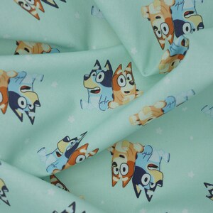 Bluey Fabric, Disney Junior Bluey and Bingo Best Friends on Mint ...