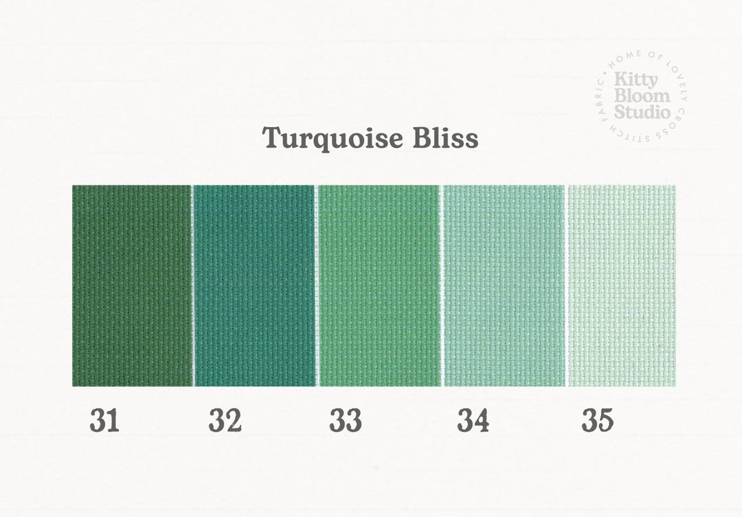 Turquoise Bliss Aida. Available in 5 Pretty Shades of Greens. Beautiful ...