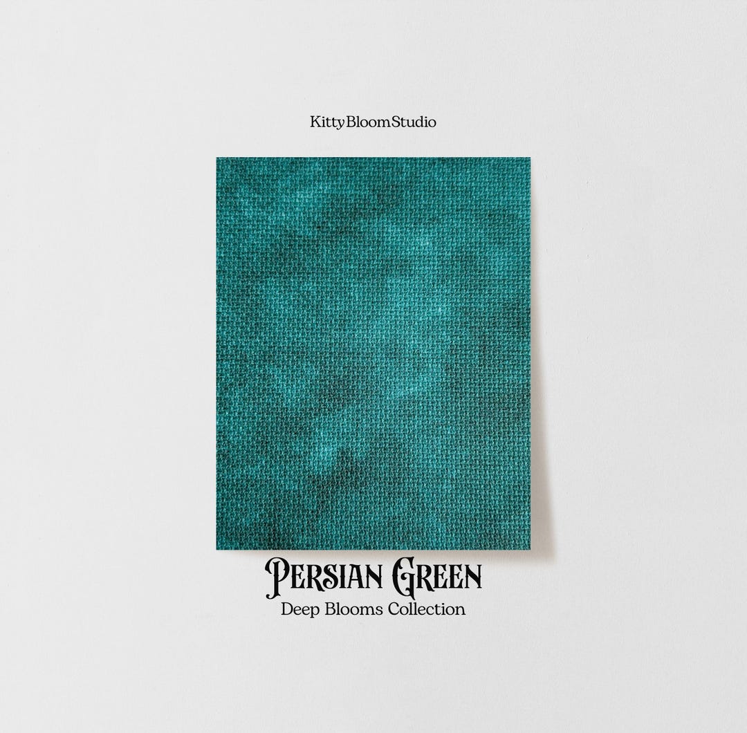 Persian Green Aida Fabric. Deep Blooms Garden Theme Cross Stitch Fabric ...