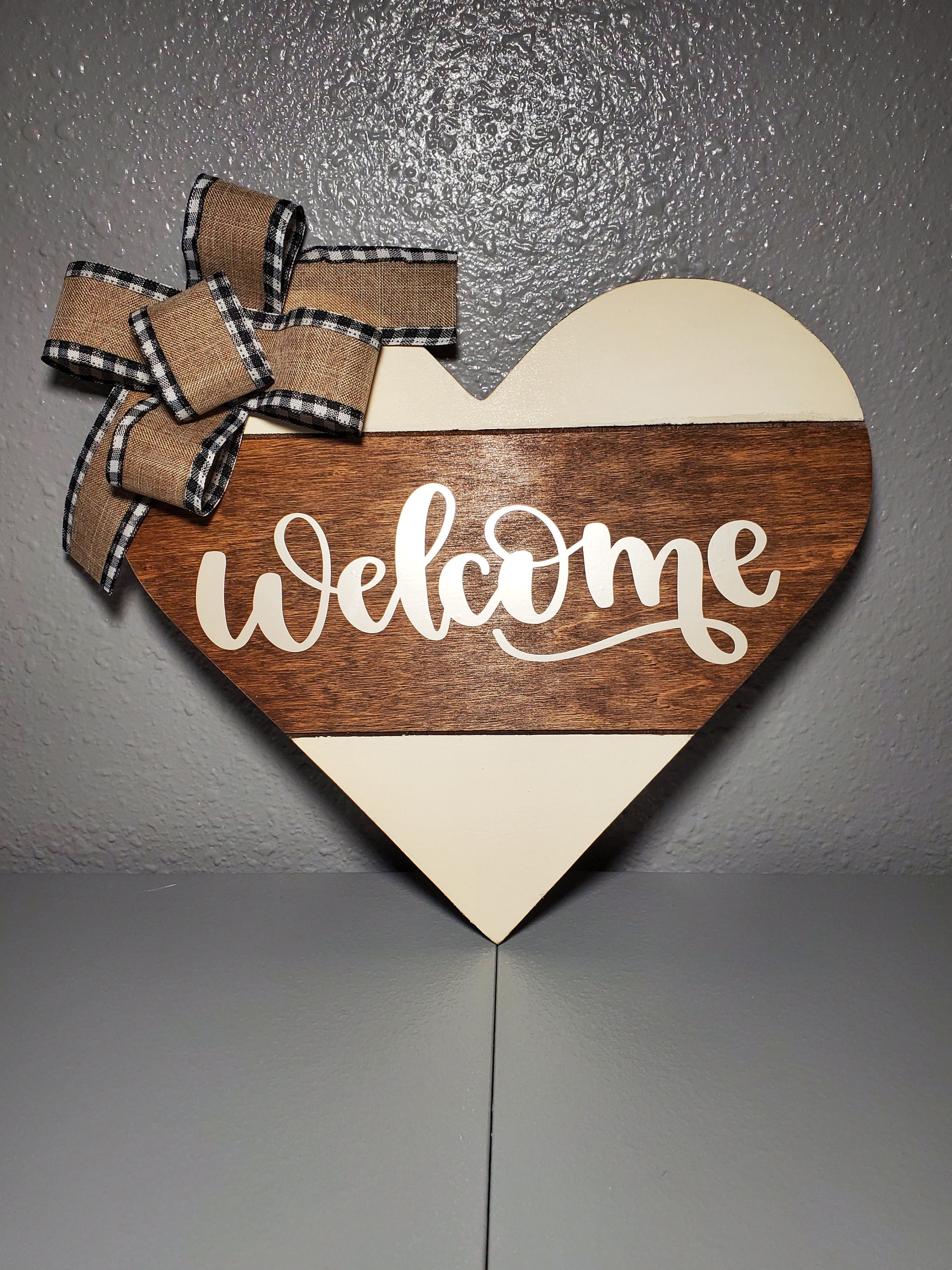 Welcome heart shaped sign | Etsy
