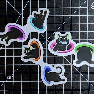 Clear Portal Cats Stickers | Teleporting Cat | Peek-a-boo Clear Vinyl ...
