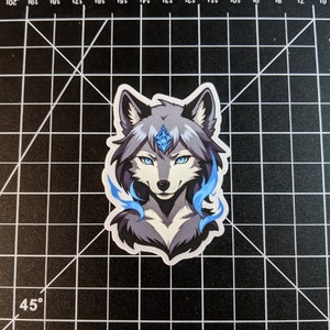 Blue Fiery Wolf Girl | Die Cut Sticker | Holographic Sticker | Furry ...