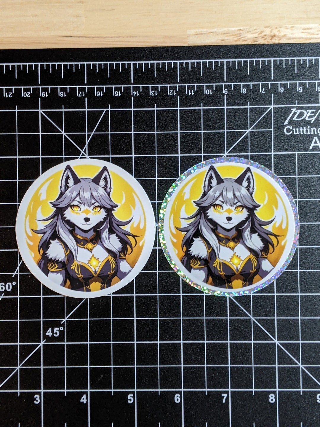 Yellow Wolf Girl Sticker | Die Cut or Glitter | Anime Wolf Girl Sticker ...