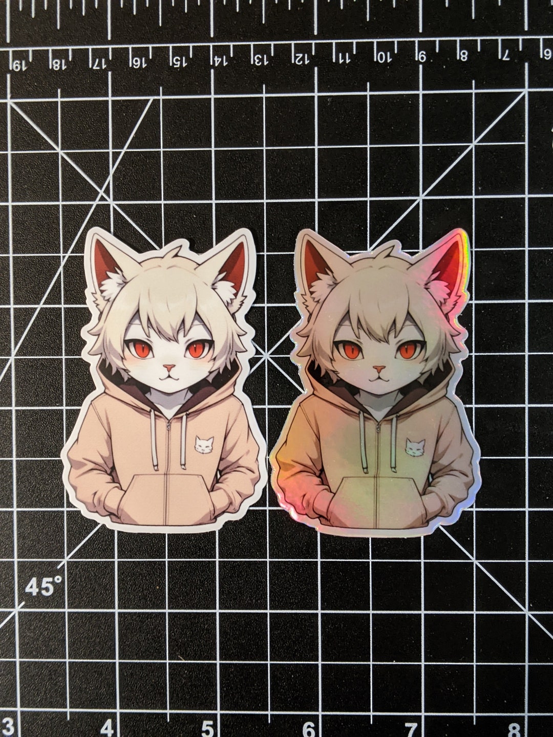 Catboy Hoodie Die Cut Sticker Holographic Sticker Anime Catboy Furry ...
