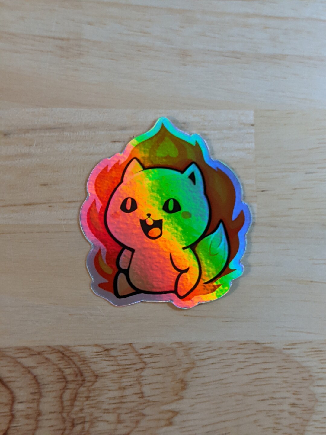 Pyro Kitty | Cartoon Cat in Front of Fireball Sticker | Funny Cat Decal ...