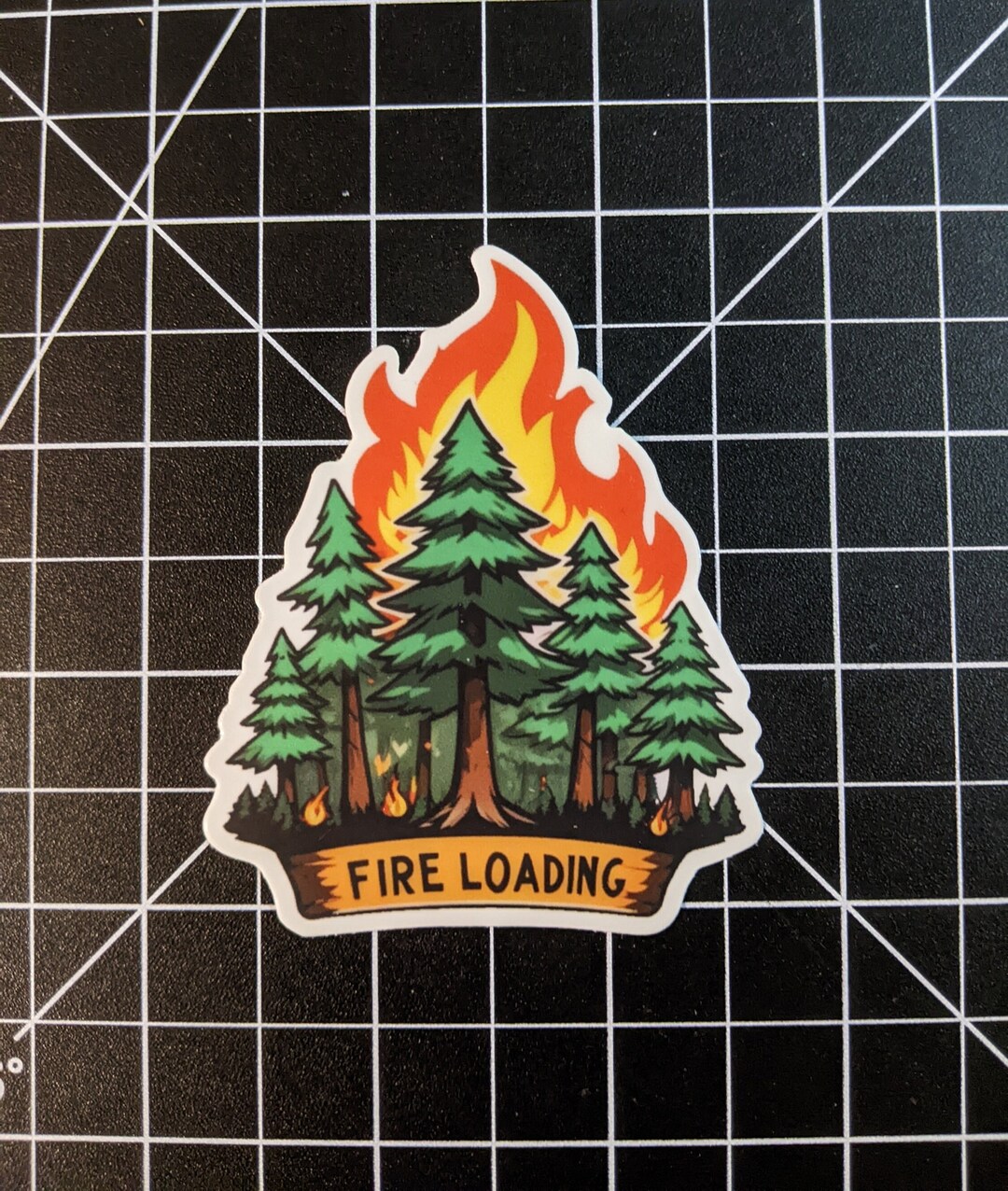 Fire Loading Meme Sticker | Forest Fire Die Cut Sticker | Cartoon ...
