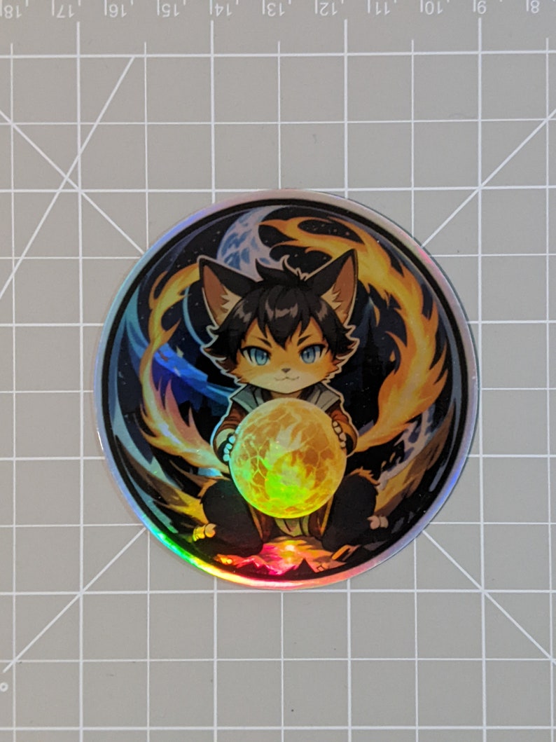 Catboy Mage Fantasy Sticker | Die Cut / Holographic | Fantasy Sticker ...