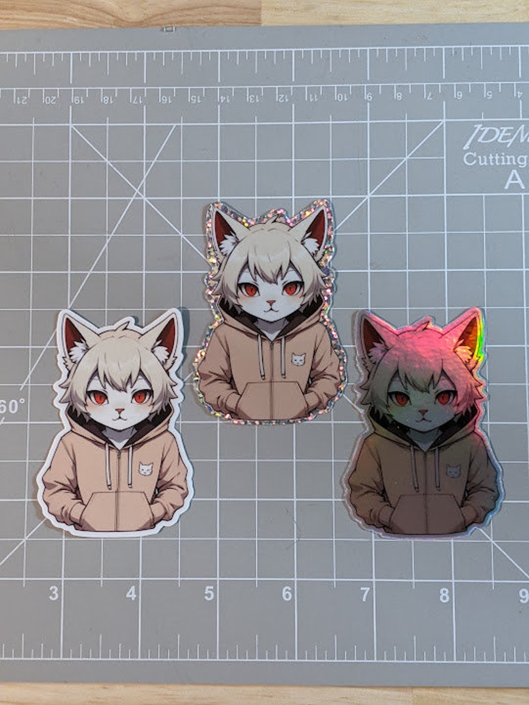 Catboy Hoodie Die Cut Sticker Holographic Sticker Anime Catboy Furry ...