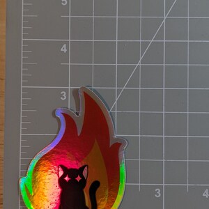 Holographic Full / Rising Fire Cats Sticker Danger Cat Cat Playing With ...