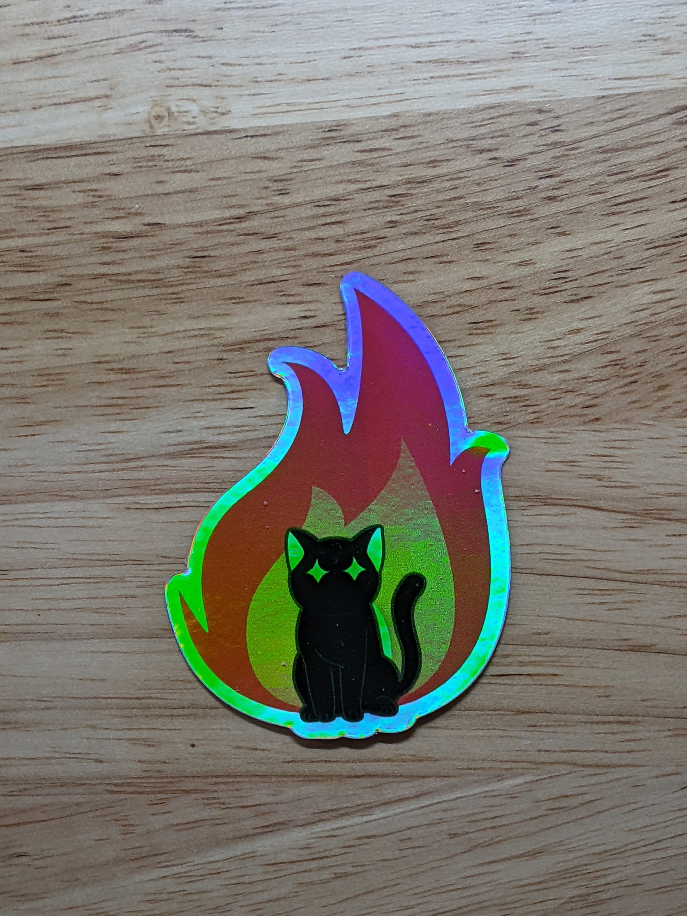 Holographic Full / Rising Fire Cats Sticker Danger Cat Cat - Etsy