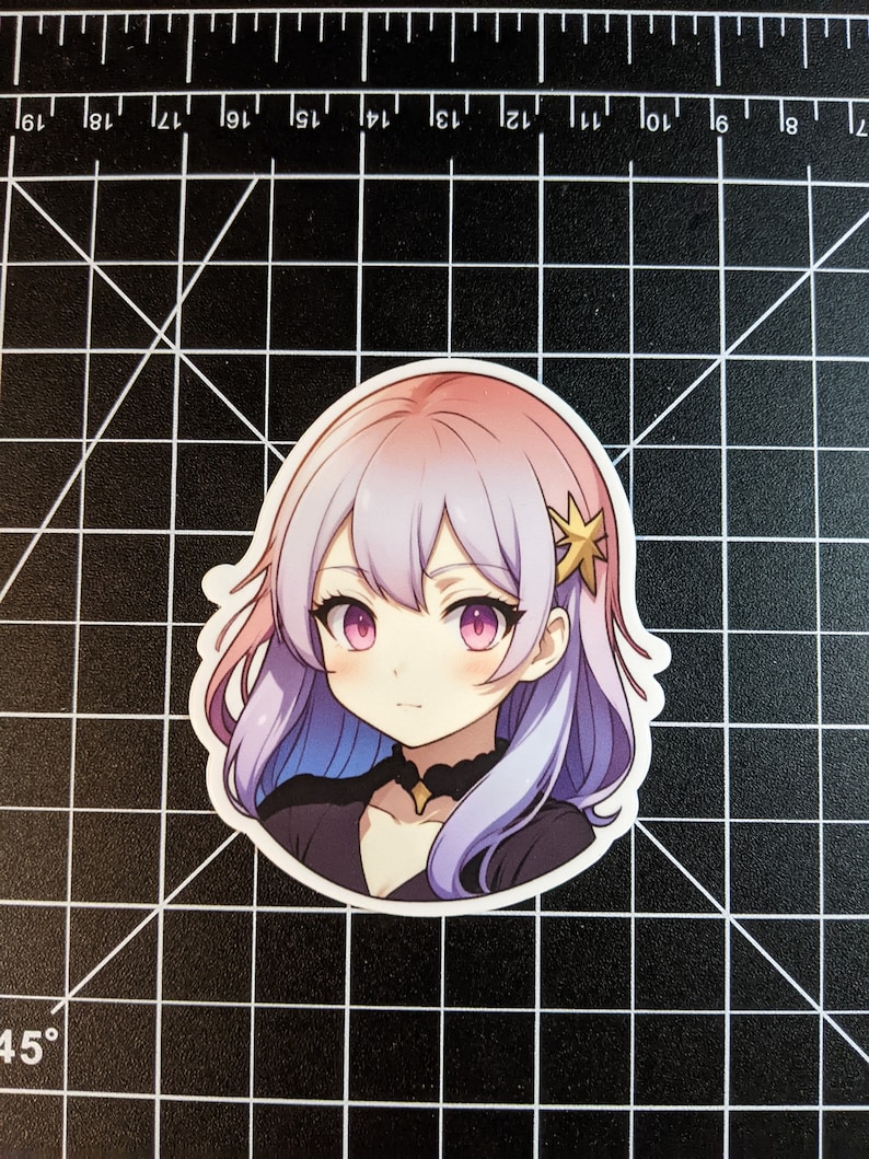 Cute Pink Purple Hair Anime Girl Wiafu Die Cut Sticker Hair - Etsy
