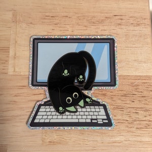 Holographic Computer Cat Meme Sticker | Funny Computer Cat | Adorable ...