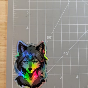 Blue Fiery Wolf Girl | Die Cut Sticker | Holographic Sticker | Furry ...