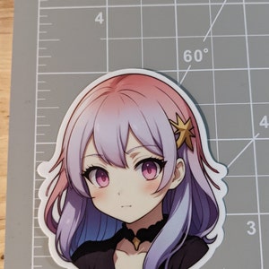 Cute Pink Purple Hair Anime Girl Wiafu Die Cut Sticker | Hair ...