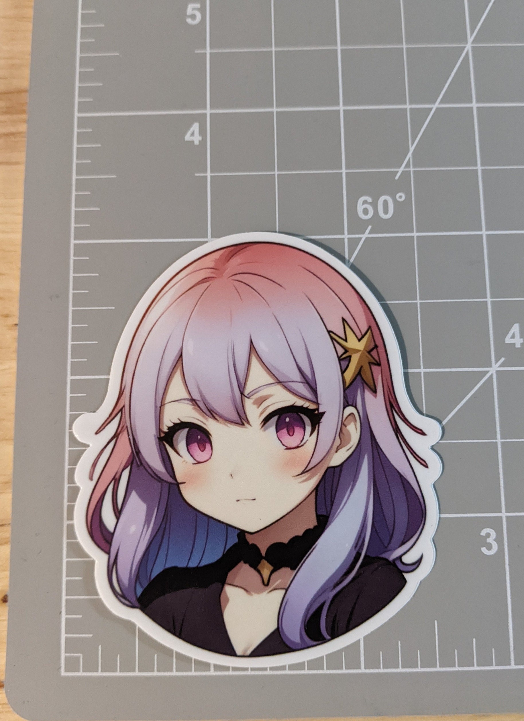 Cute Pink Purple Hair Anime Girl Wiafu Die Cut Sticker Hair - Etsy